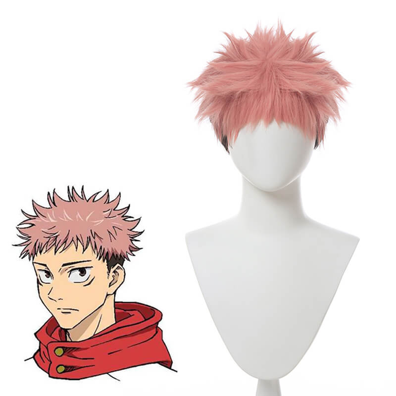 Anime Jujutsu Kaisen Yuji Itadori Pink mixed Black Short Men Cosplay W ...
