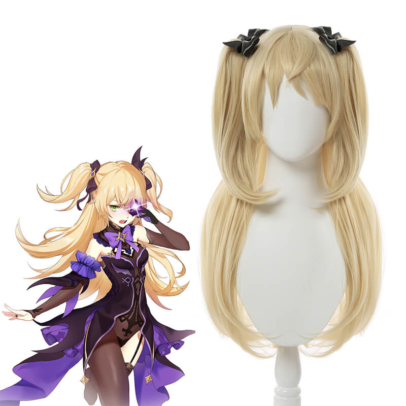 Game Genshin Impact Fischl Long Light Blonde Ponytail Cosplay Wigs ...