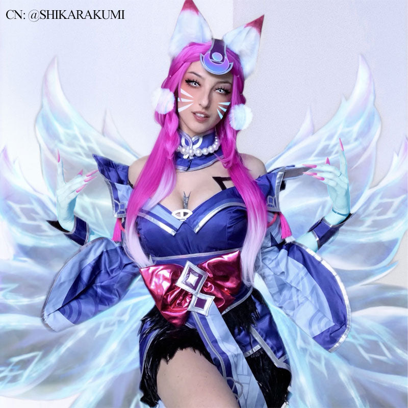 【Final Stock】L-email Wig LOL Snow Moon Ahri Cosplay Costume And Wig Ki ...