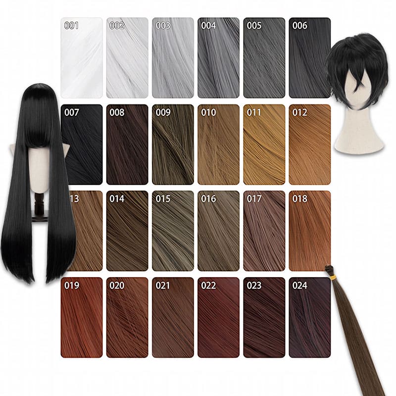 【More Volume】24 Colors Black Brown White Grey 100cm 32cm Basic Cosplay ...